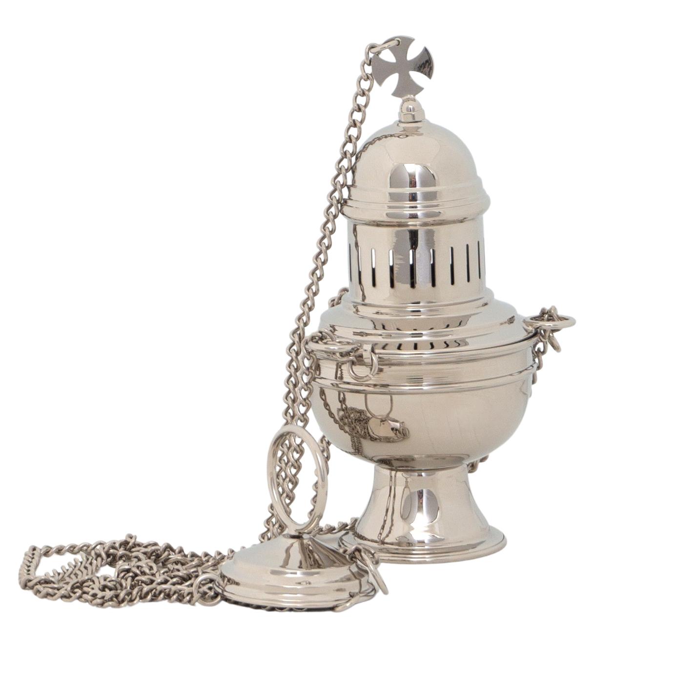 Turibulum, füstölő ezüstszínű, 27 cm
