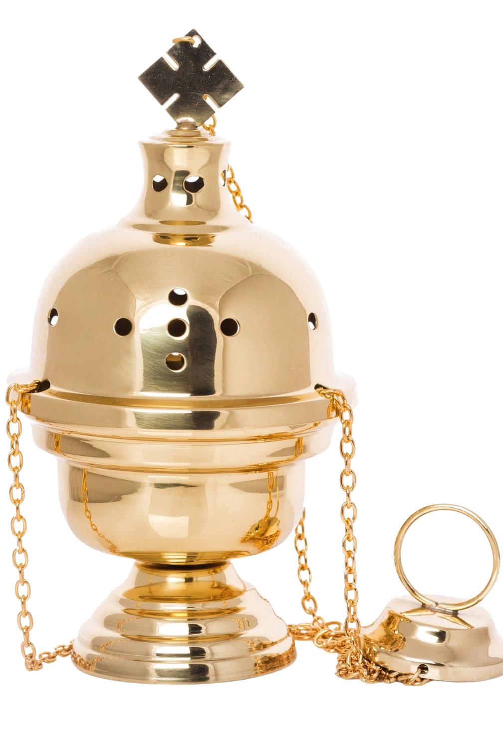 Turibulum, füstölő aranyszínű, 20,5 cm